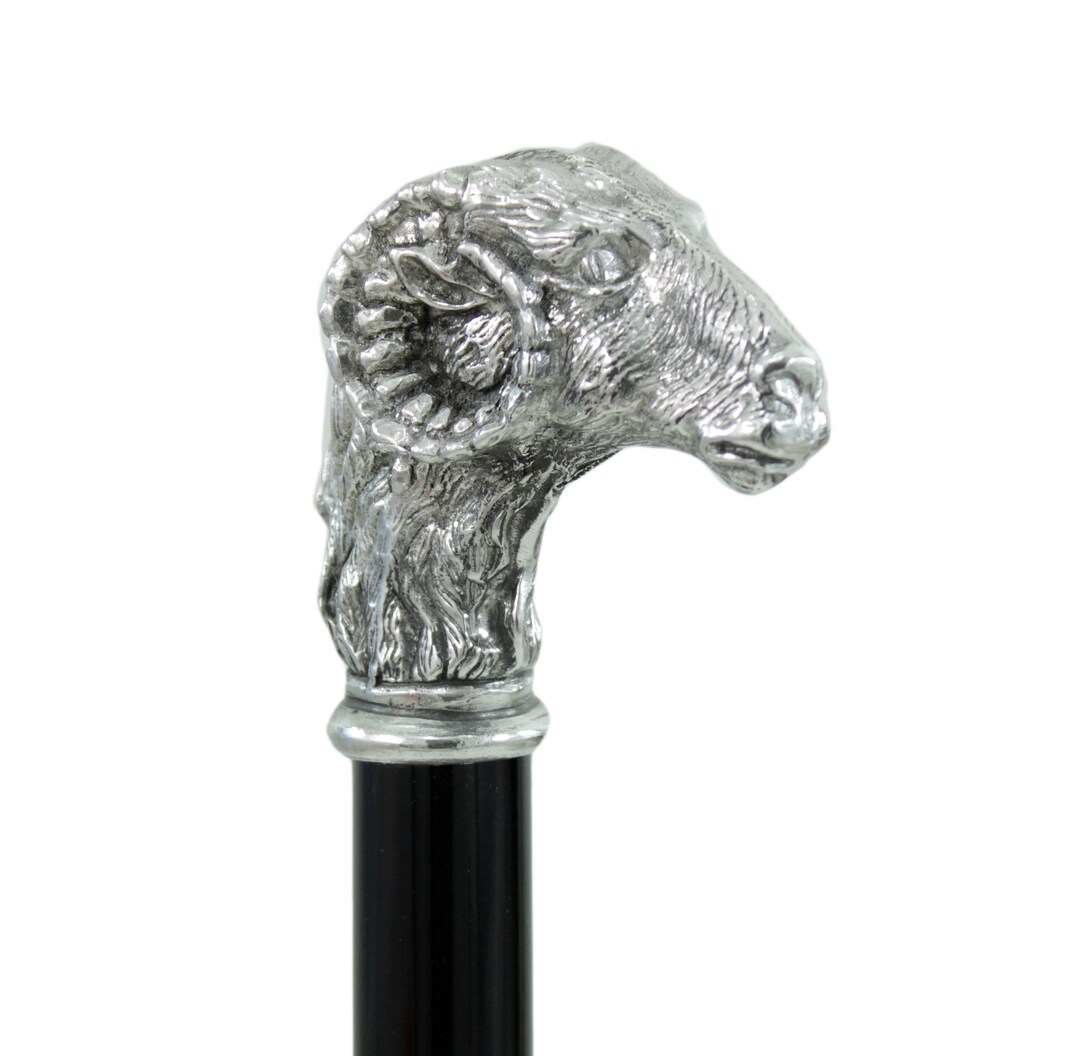 Pewter Walking Stick, Goat Handle, Handmade in Italy, Customizable With ...