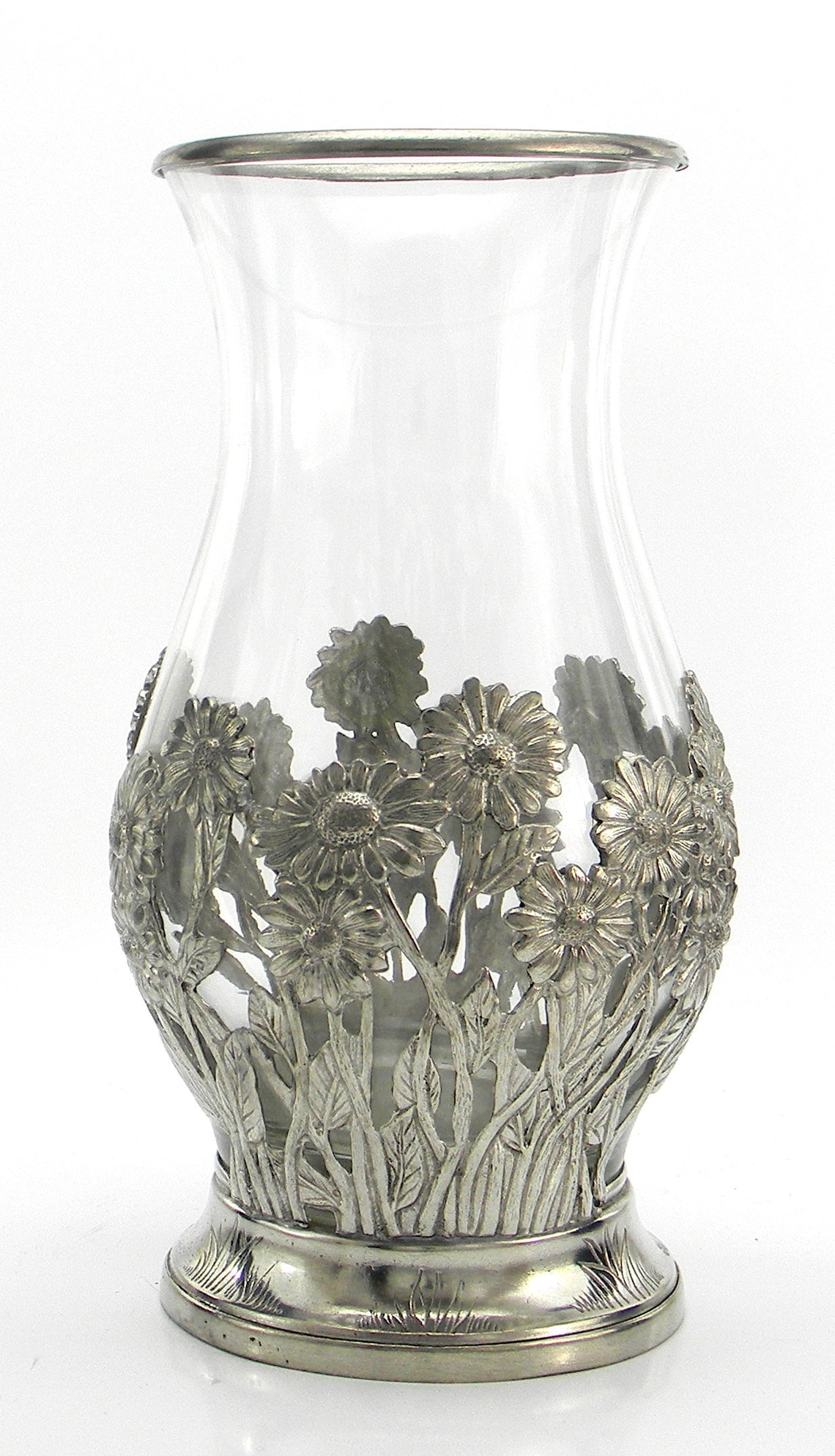 Flower Vase in Pewter and Glass. Silver Metal. | Etsy