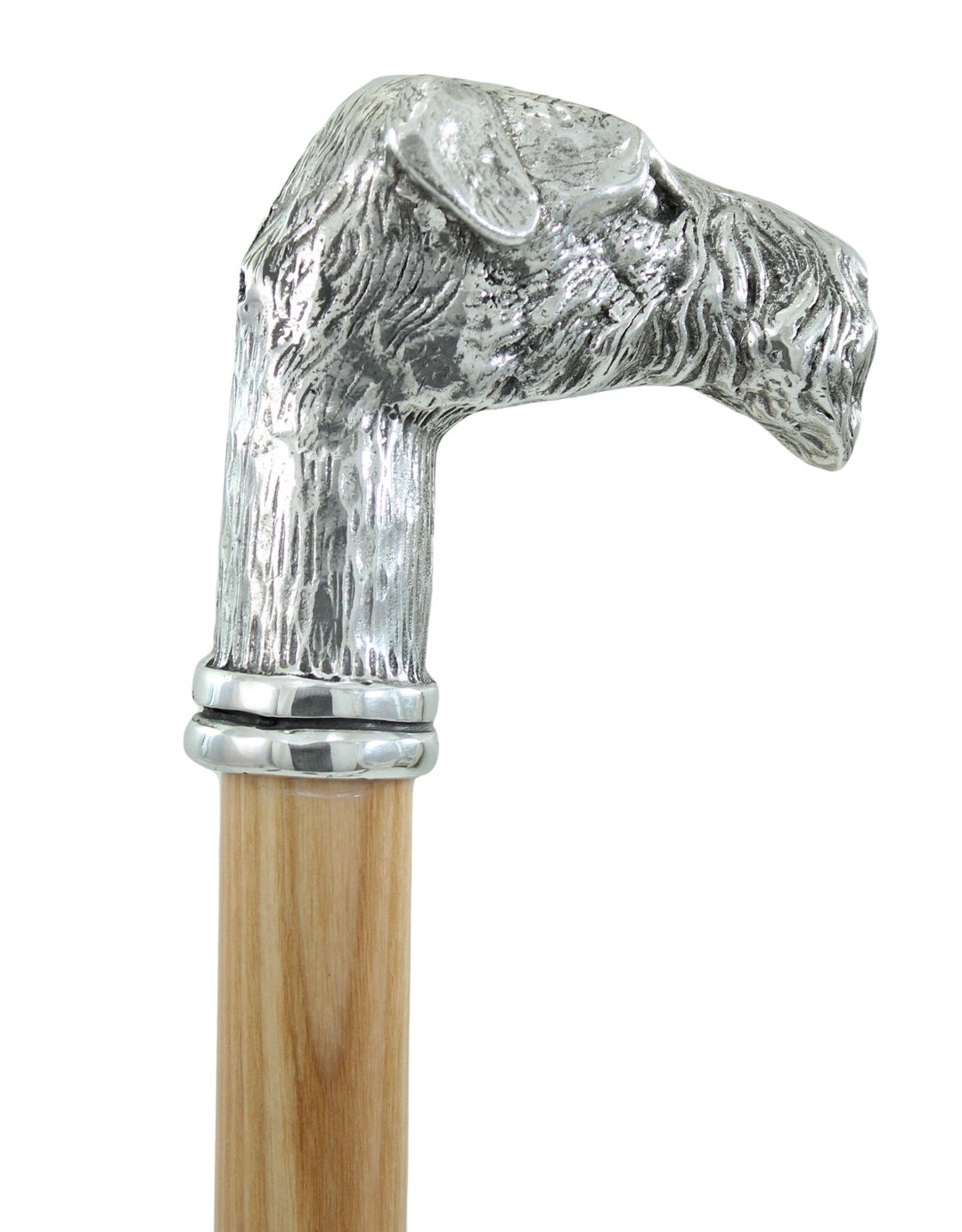 Beech Wood Walking Stick, Handmade in Italy, Fox Terrier Dog Handle ...