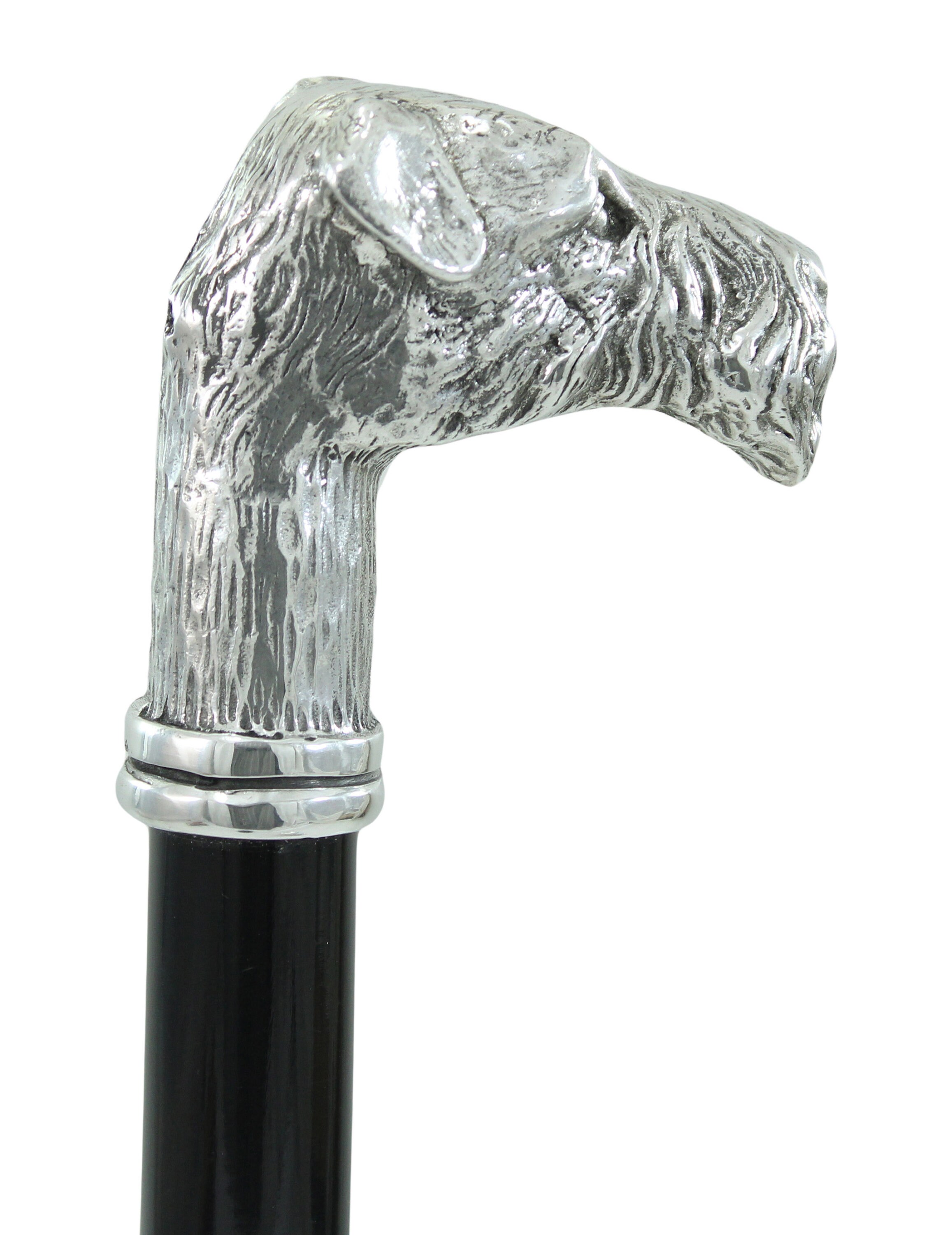 Beech Wood Walking Stick, Handmade in Italy, Fox Terrier Dog Handle ...