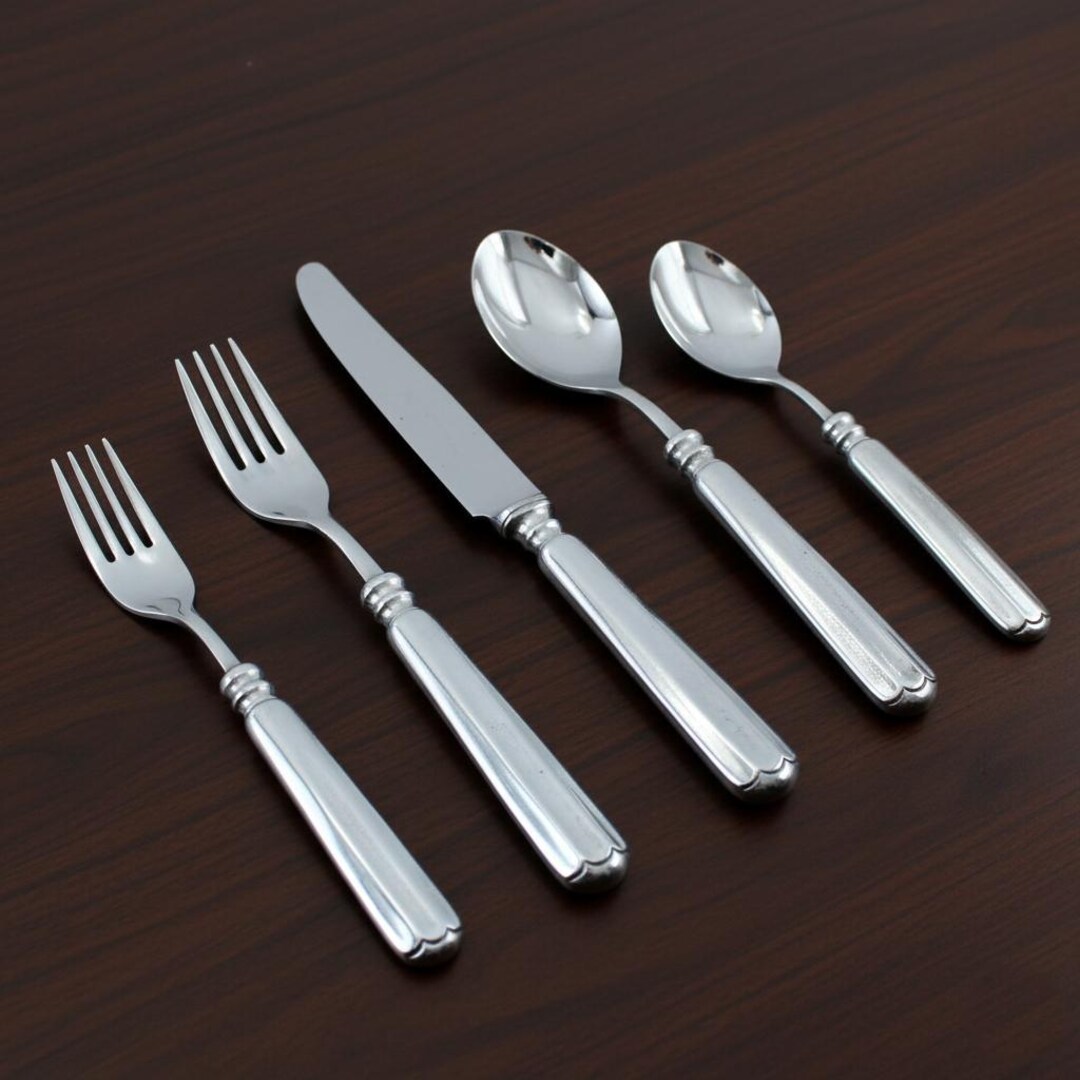 Cavagnini 5-piece Italian Pewter and Stainless Steel Cutlery Set - Etsy