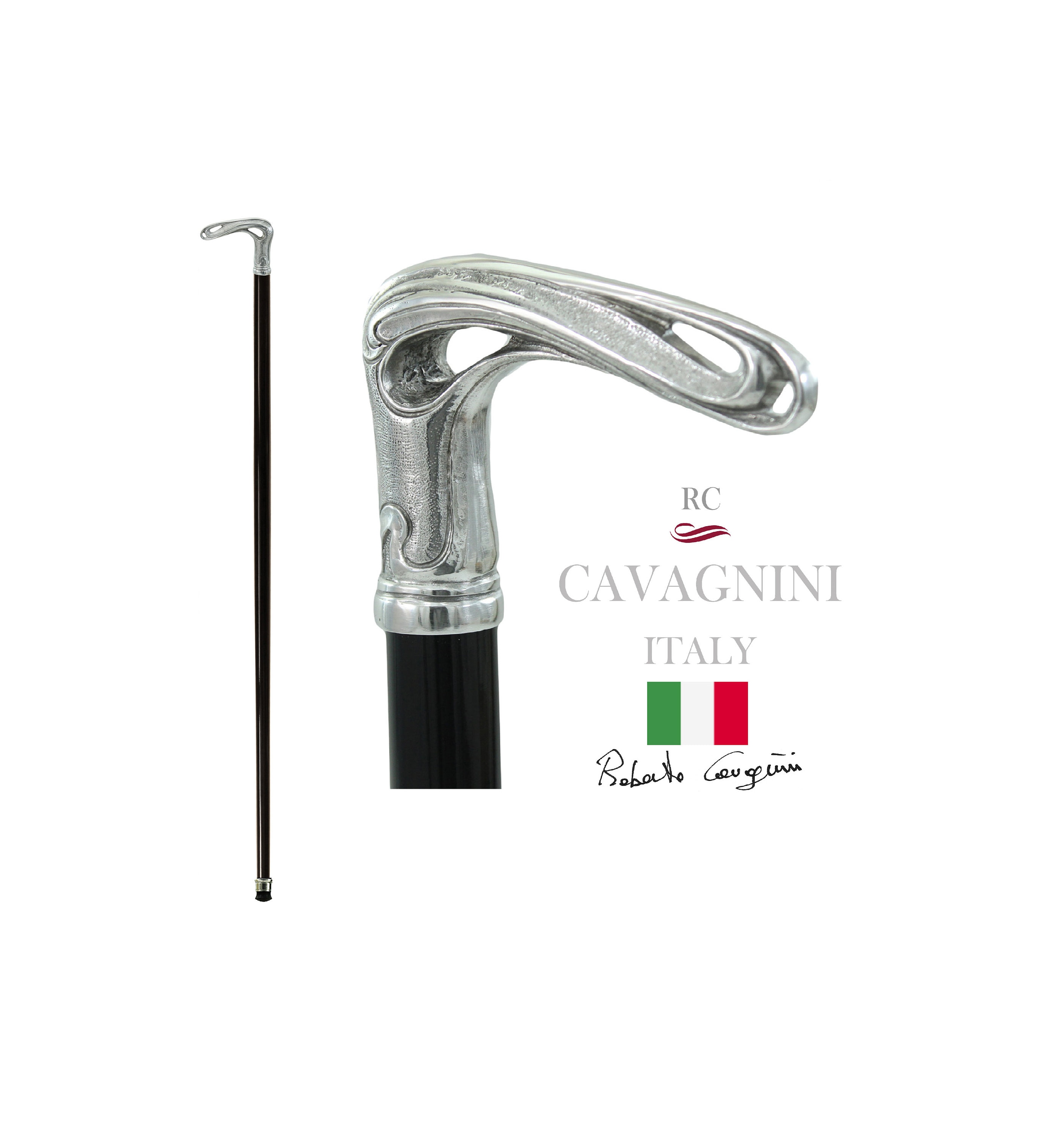 CAVAGNINI -walking Stick Wooden Pewter Custom -gift Gentlemens ...