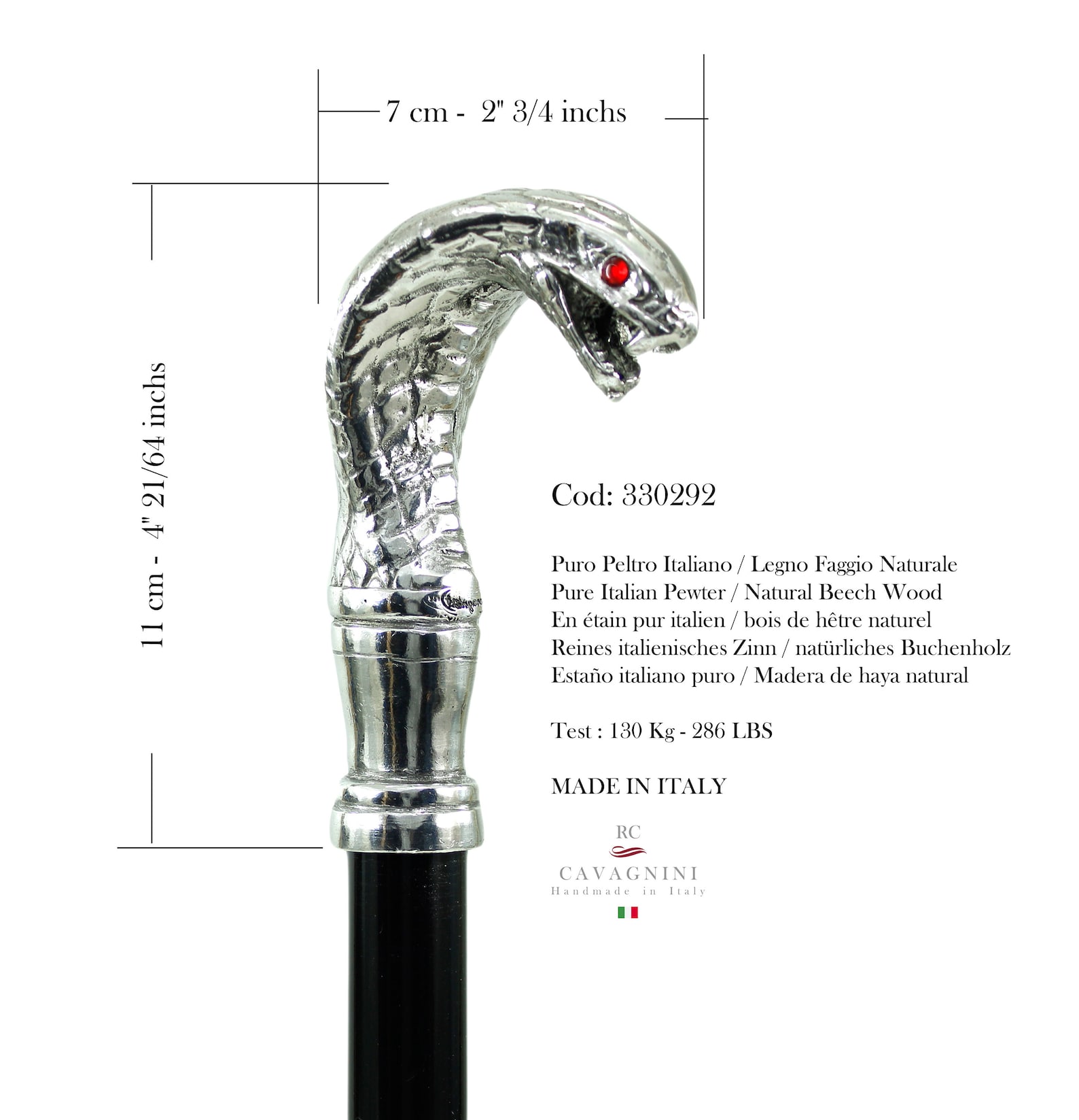 Elegant Walking Stick Red Eyes Cobra Ergonomic and | Etsy