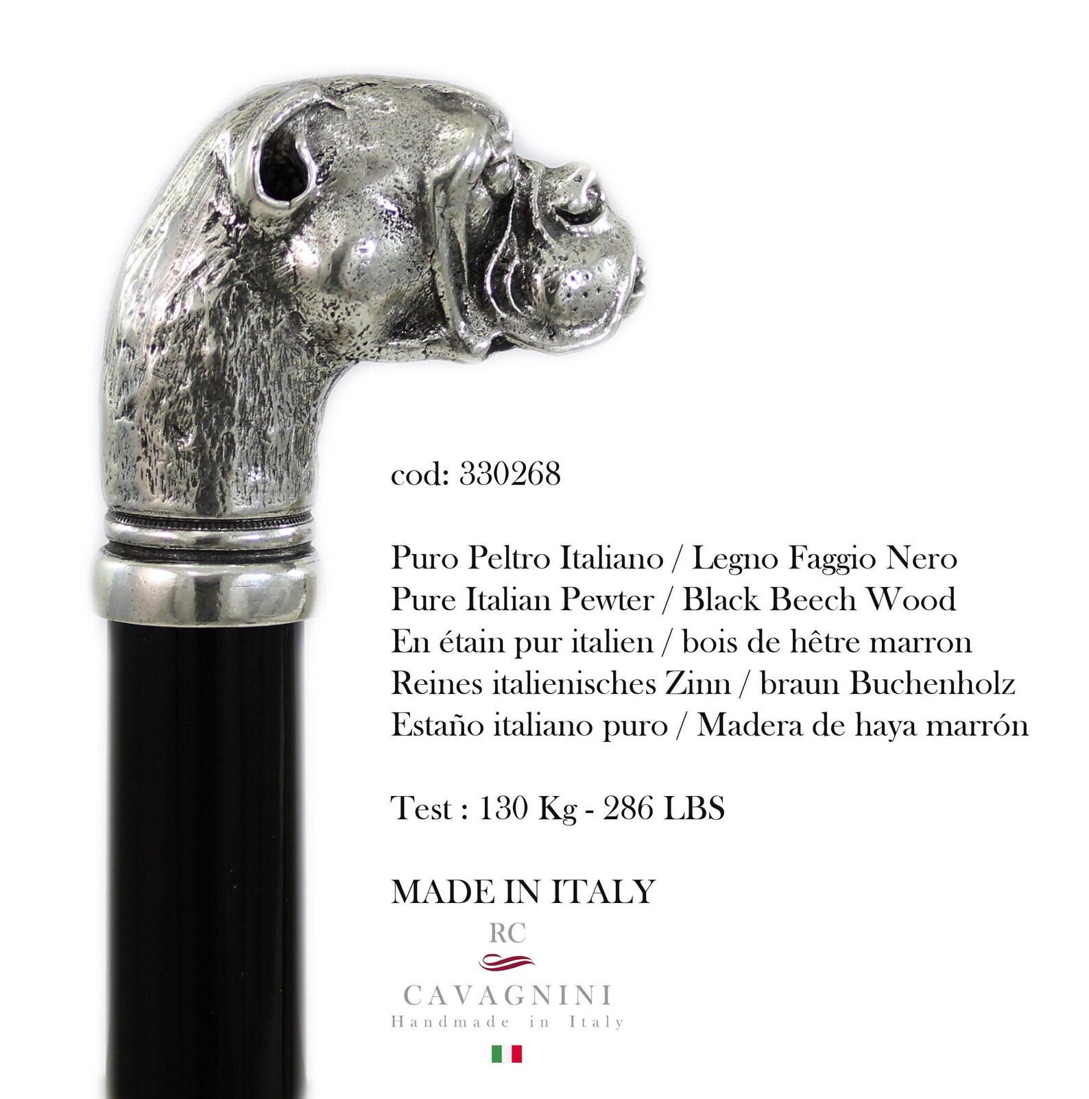 CAVAGNINI - Walking Cane Wooden Pewter - Buldog - Elegant Ergonimic ...