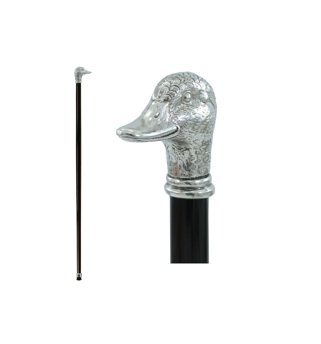 Pewter Walking Stick, Gift for Ceremony, Duck Handle, Customizable With ...