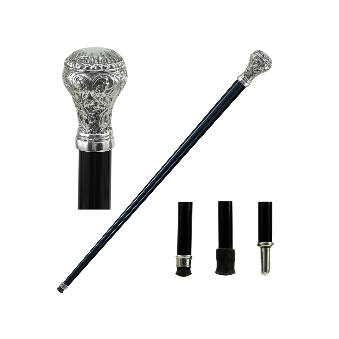 CAVAGNINI Walking Stick Wooden Pewter Elegant Ergonimic Handle Men and ...
