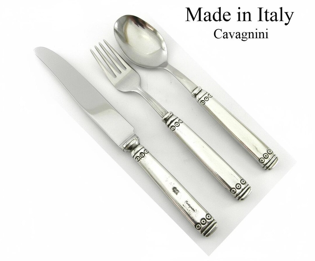 Pewter and Stainless Steel Cutlery Set - 3-piece Set Handmade in Italy ...