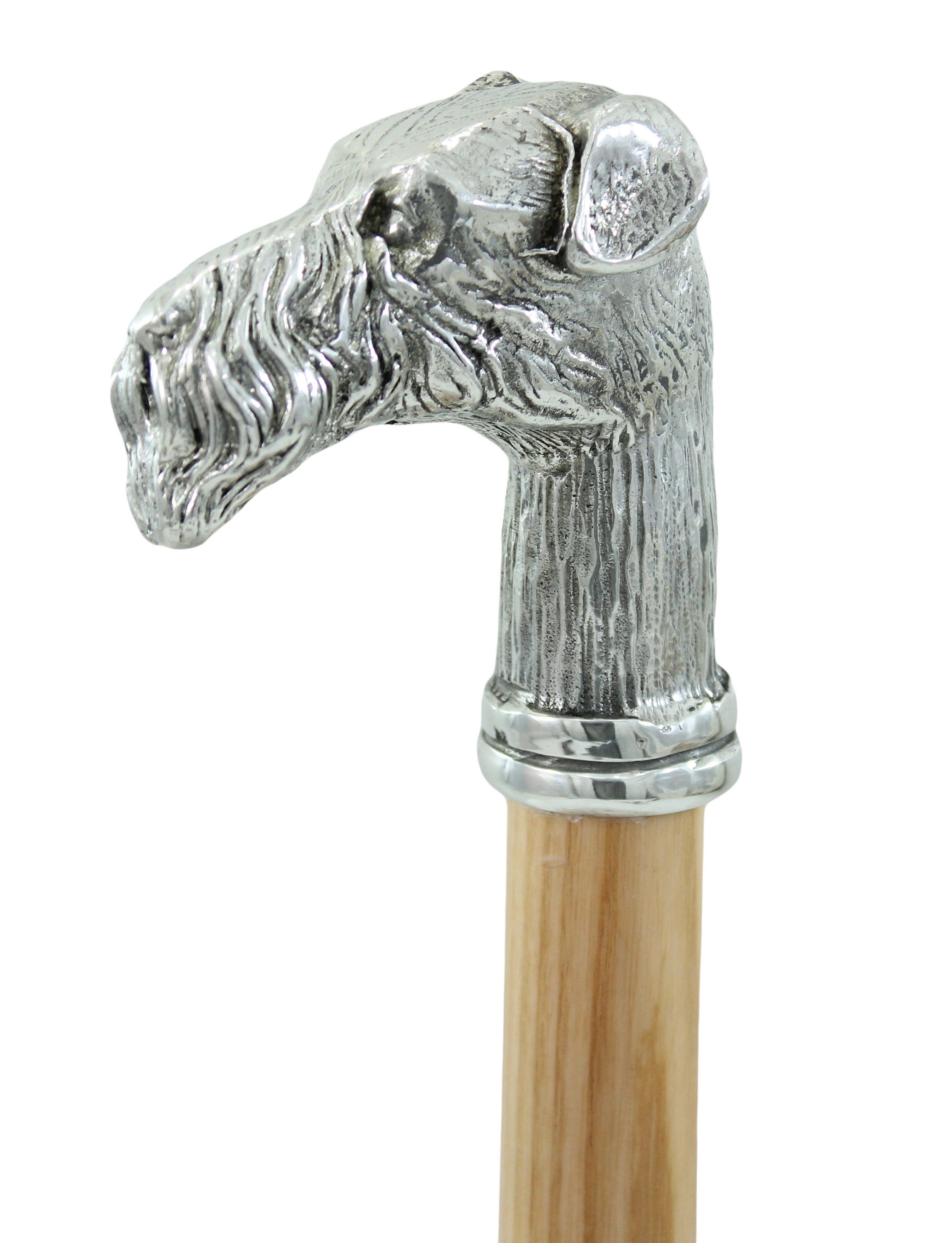 Beech Wood Walking Stick, Handmade in Italy, Fox Terrier Dog Handle ...