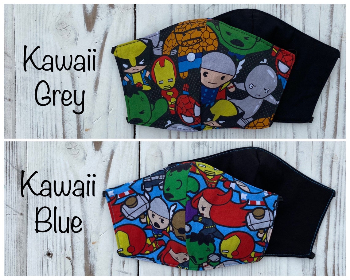 Face Mask Marvel Avengers Superhero Adult Kids Reversible 2 - Etsy