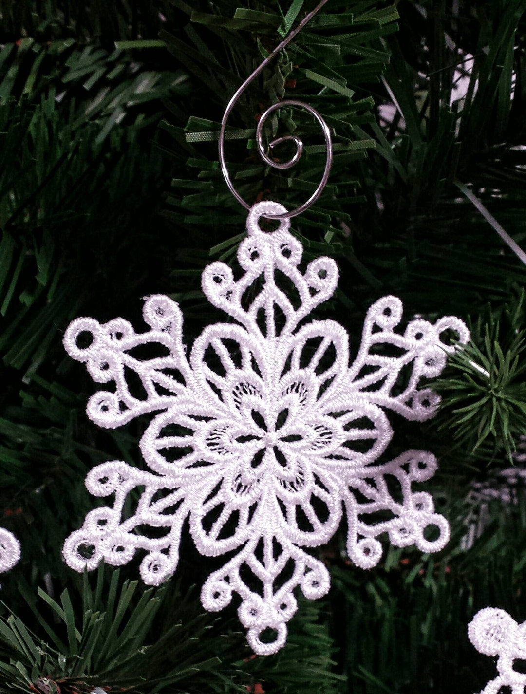 Snowflake Christmas Ornament - Embroidered Lace Snowflake Ornament ...