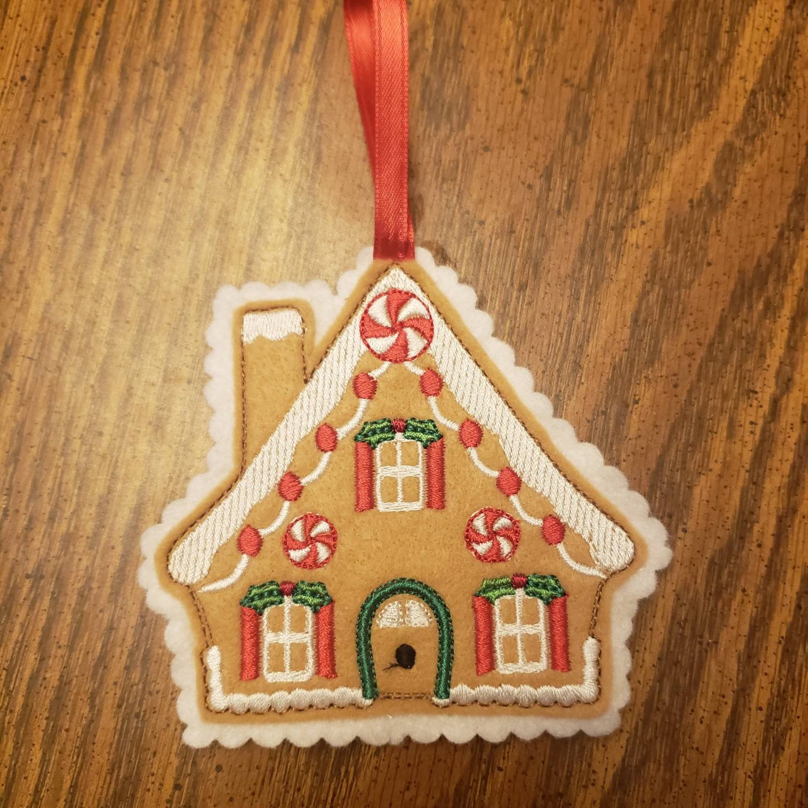 Embroidered Gingerbread House Ornament Christmas Ornament - Etsy