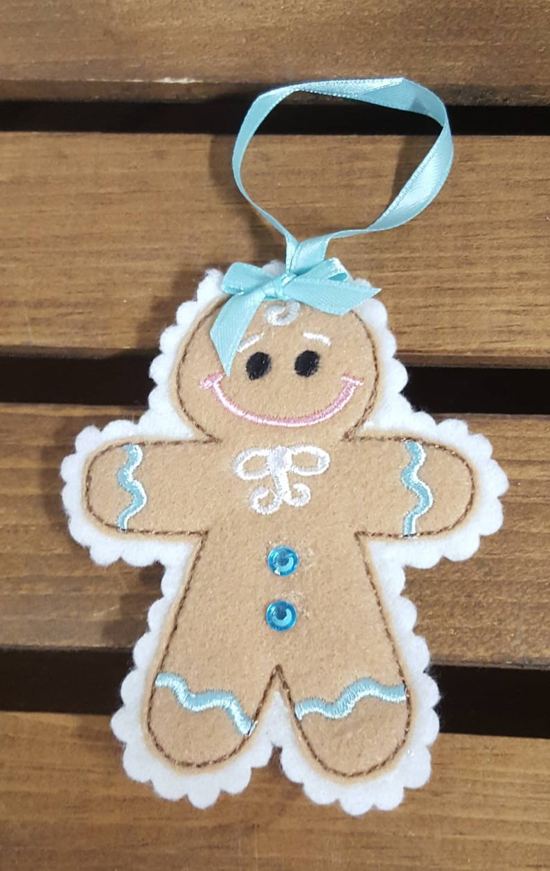 Embroidered Gingerbread Ornament Christmas Ornament | Etsy