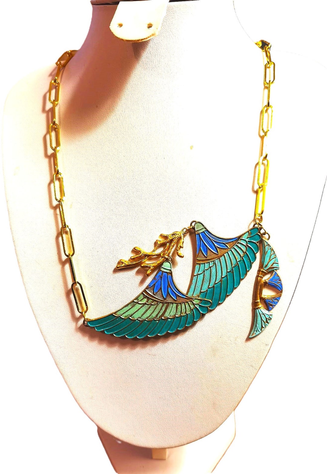 Necklace Egyptian-style Sautoir Necklace, Colorful Necklace, Vintage ...