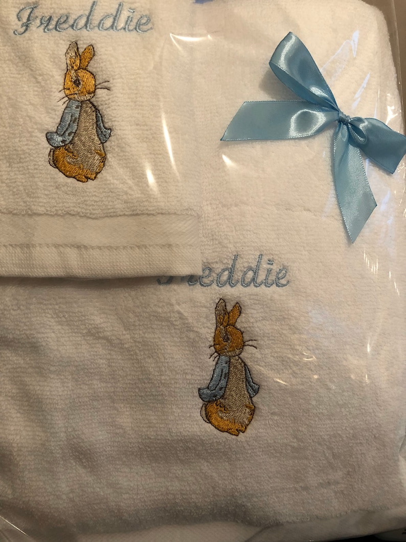 Peter Rabbit Bath Towel Gift Set Beatrix Potter/ Personalised Towel Set ...