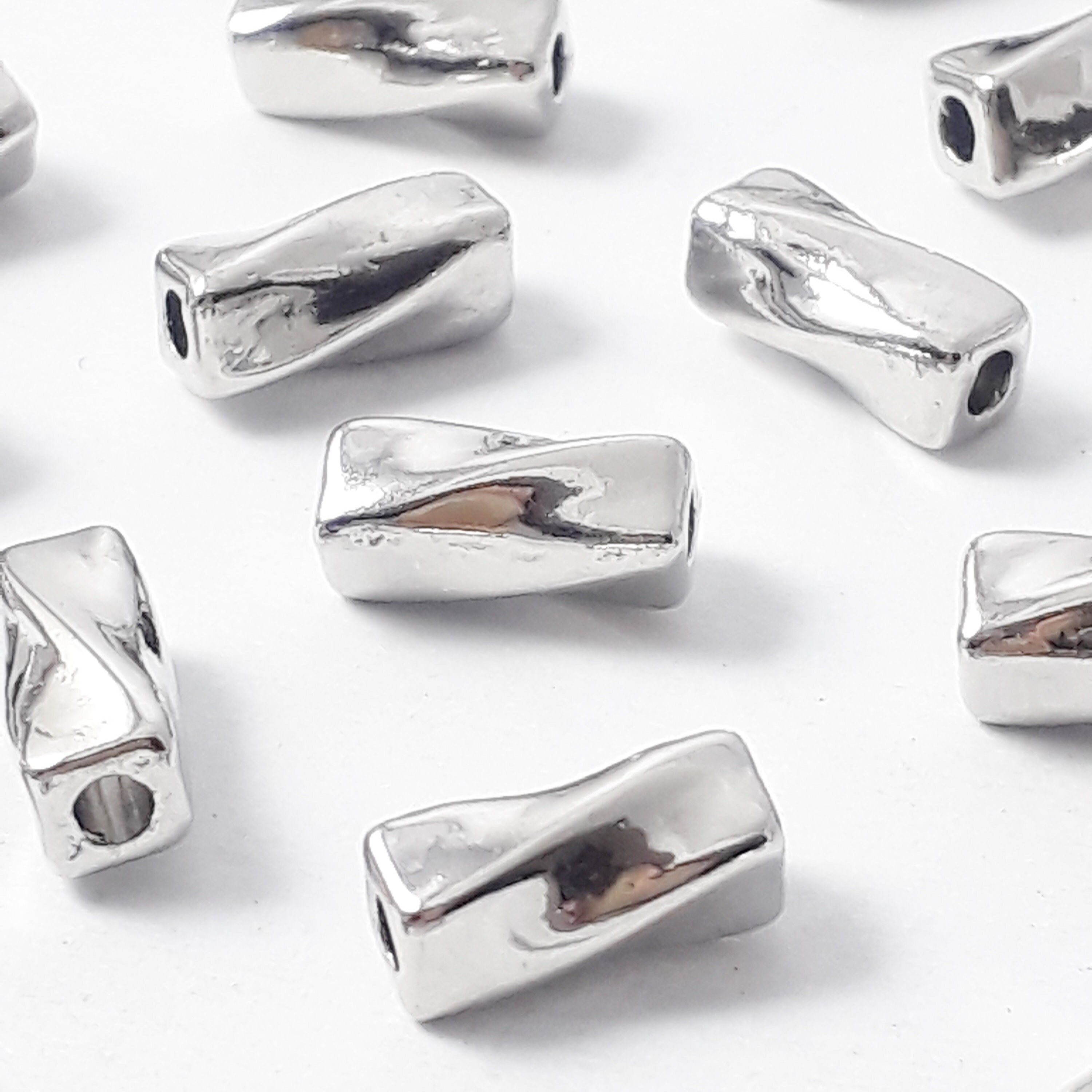 25pcs Twisted Square Tube Beads Silver Tone 8x4mm B28367 | Etsy