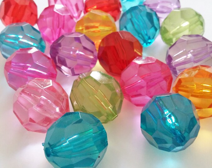 5pcs Large Acrylic Round Faceted Beads 20mm B22693 - Etsy