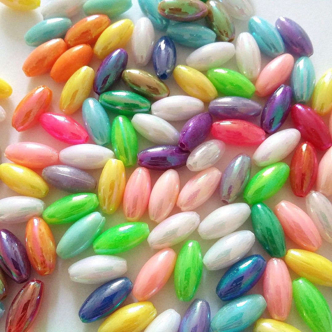 25pcs Oval AB Assorted Acrylic Craft Beads 12x6mm - B21663 - Etsy