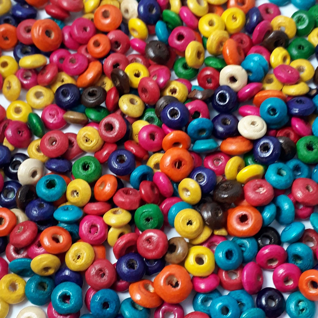 Mixed Colour Wooden Saucer Beads 6mm 22.4g approx. 500pcs B22855 - Etsy