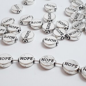 10pcs 'hope' Round Metal Beads Antique Silver 10x9mm - B0106127 - Etsy UK