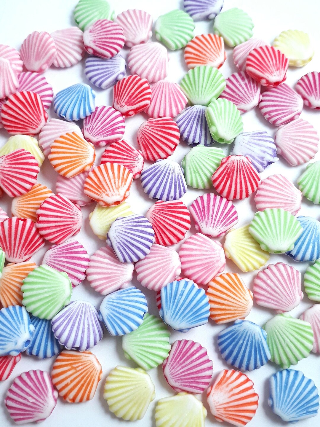 50pcs Scallop Shell Acrylic Bubblegum Beads 12x10mm - B24622 - Etsy