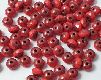Vintage Czech Red Glass Rondelles. 9mm. Pkg of 25. B11-rd-0757 - Etsy