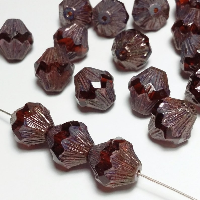 6pcs Dark Topaz Cathedral Czech Glass Bicone Beads 13x11mm | Etsy