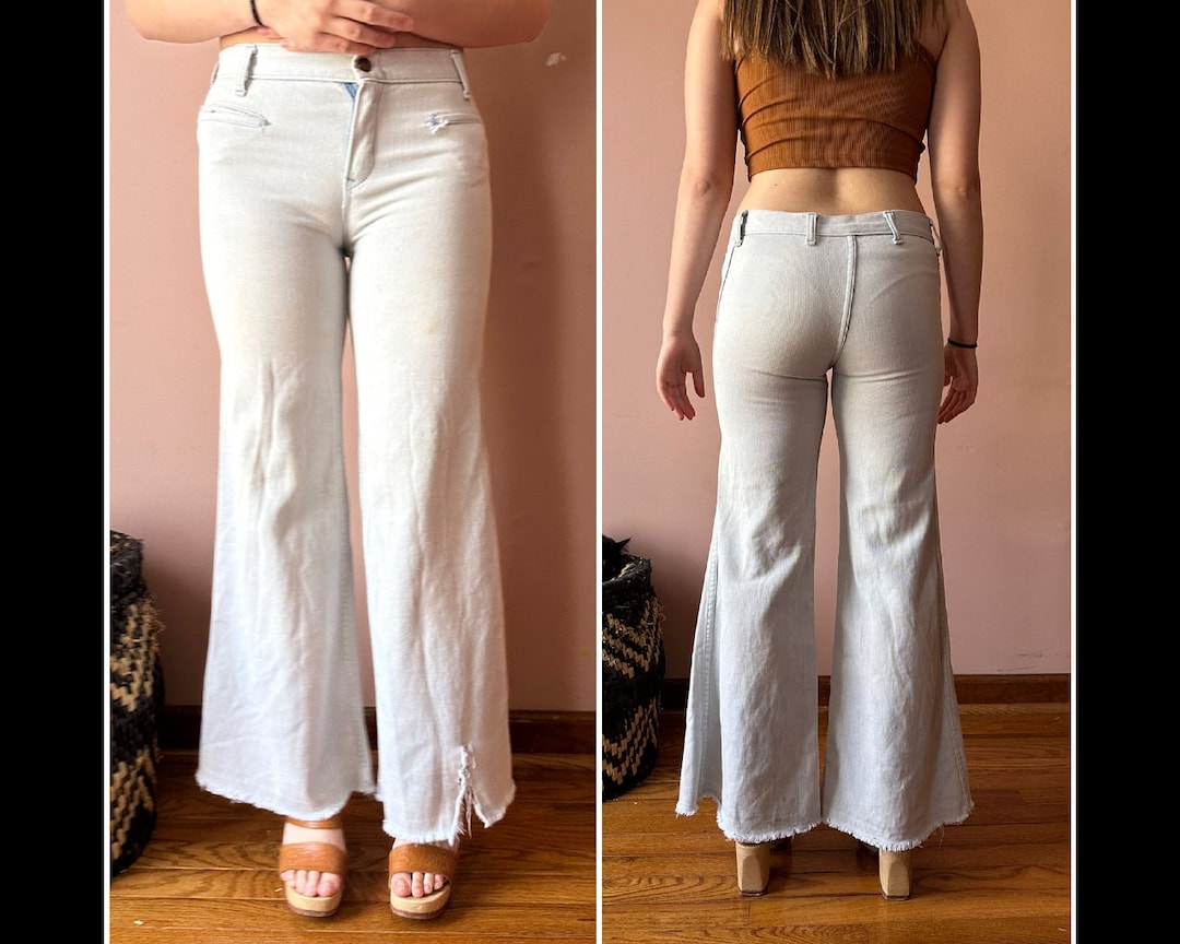 Vintage 70s Hip Hugger Bellbottoms Light Wash Wide Leg Jeans - Etsy