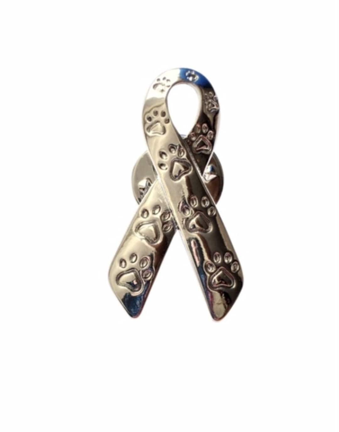 Animal Cruelty Awareness Silver Paw Print Ribbon Brooch Pin - Etsy