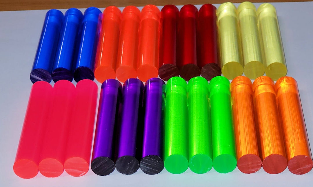 32 Pieces 1” Diameter 8 Different Colors Round Clear Acrylic Rods ...