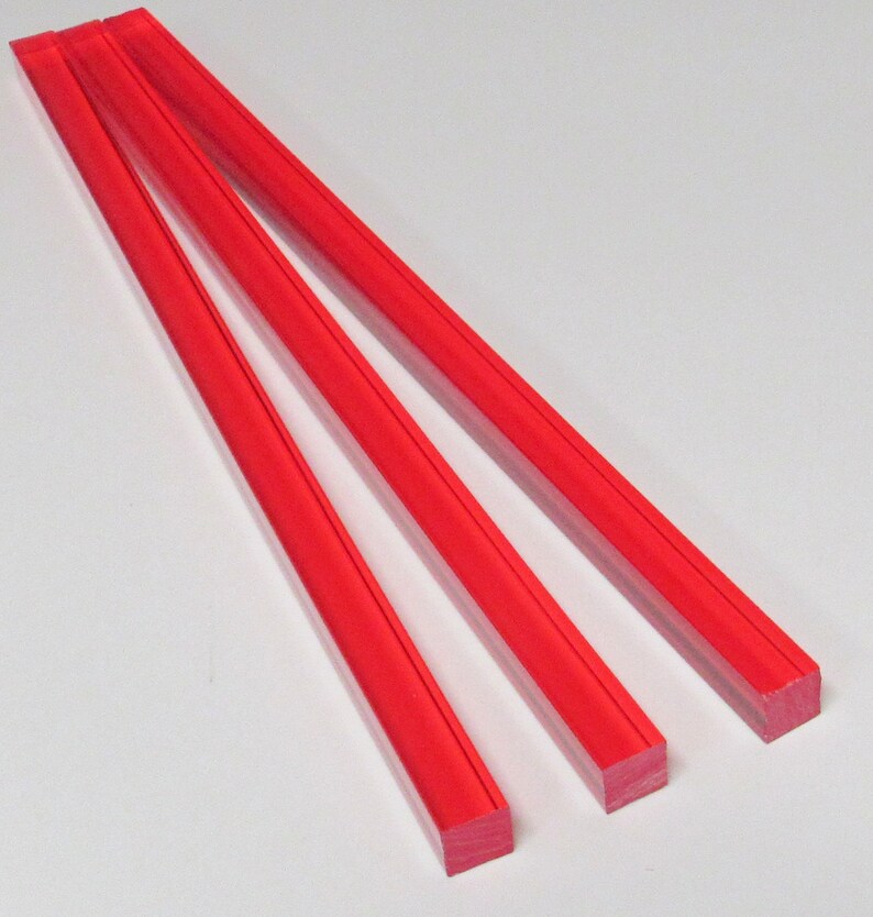 3 Lengths 1/2 X 1/2 Square Clear RED Translucent - Etsy