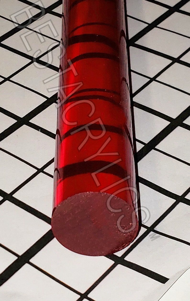 1” Diameter RED Clear Translucent Acrylic Plexiglass Lucite Rod - One ...