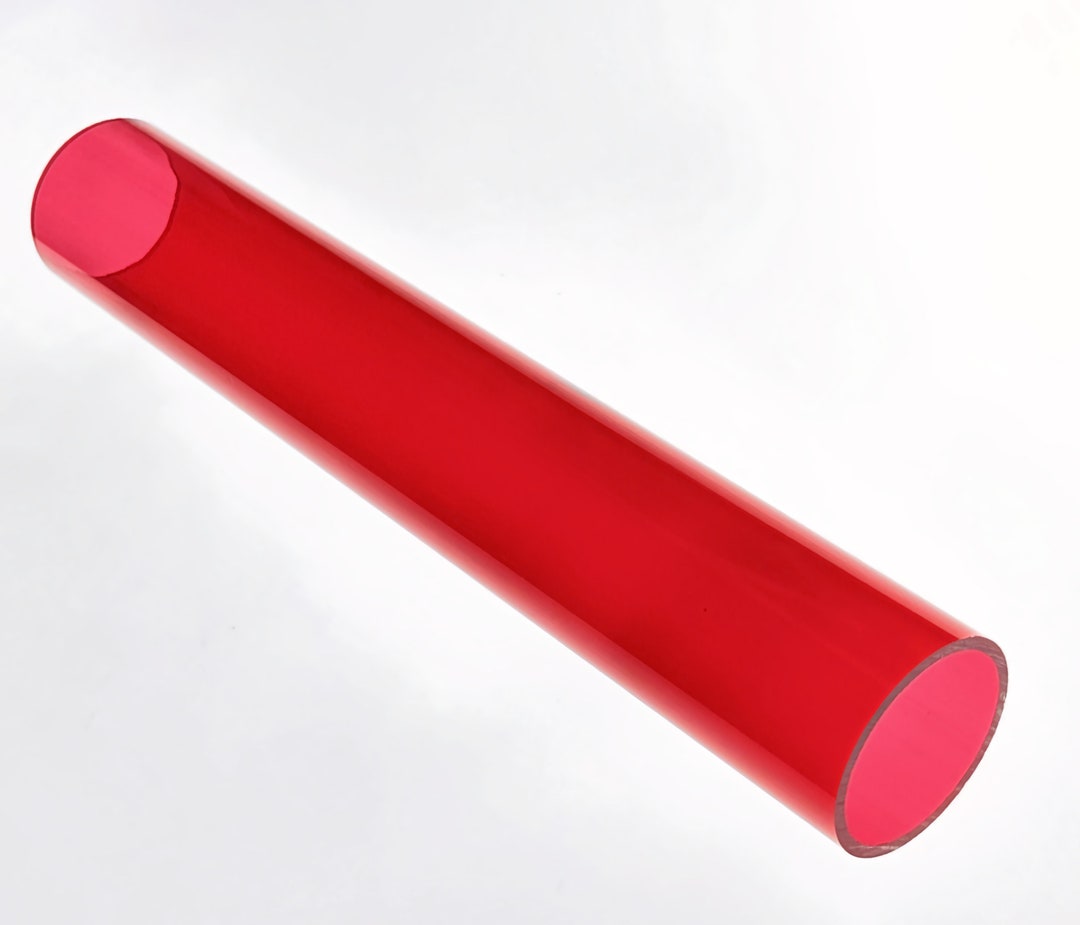 1 Piece 2” OD X 1 3/4" ID Clear Red Translucent Acrylic Plexiglass ...