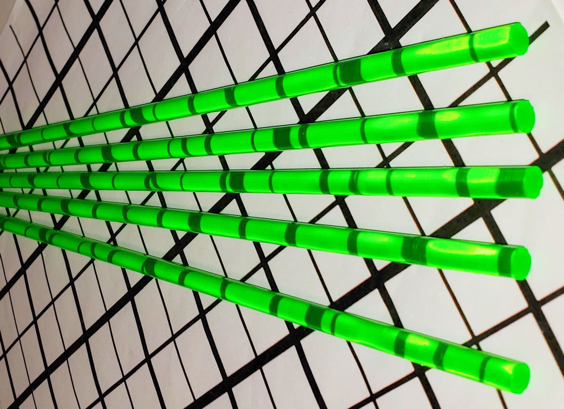 5 Lengths 1/4” Diameter Clear Fluorescent Translucent GREEN Acrylic ...