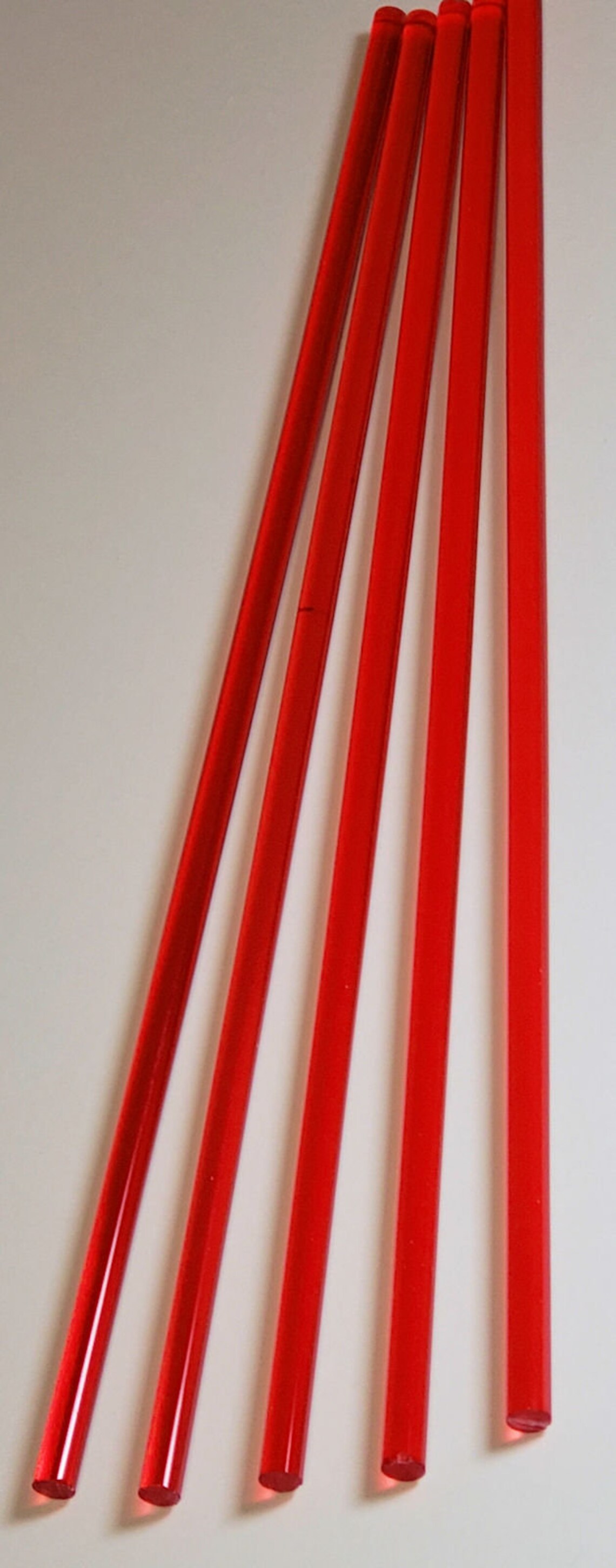 5 Lengths 1/4 Diameter Clear RED Translucent Acrylic | Etsy