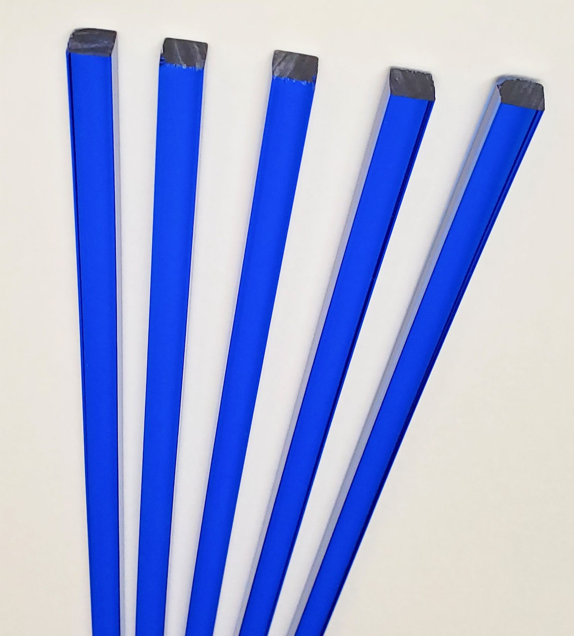 5 Lengths 1/4 X 14 Square Clear BLUE Translucent - Etsy