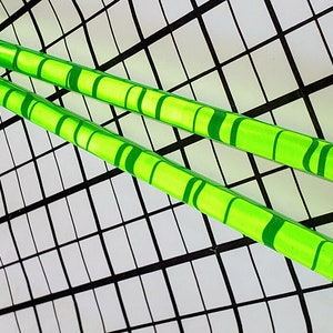 2 Lengths 1/2” Diameter Clear GREEN Fluorescent Translucent Acrylic ...