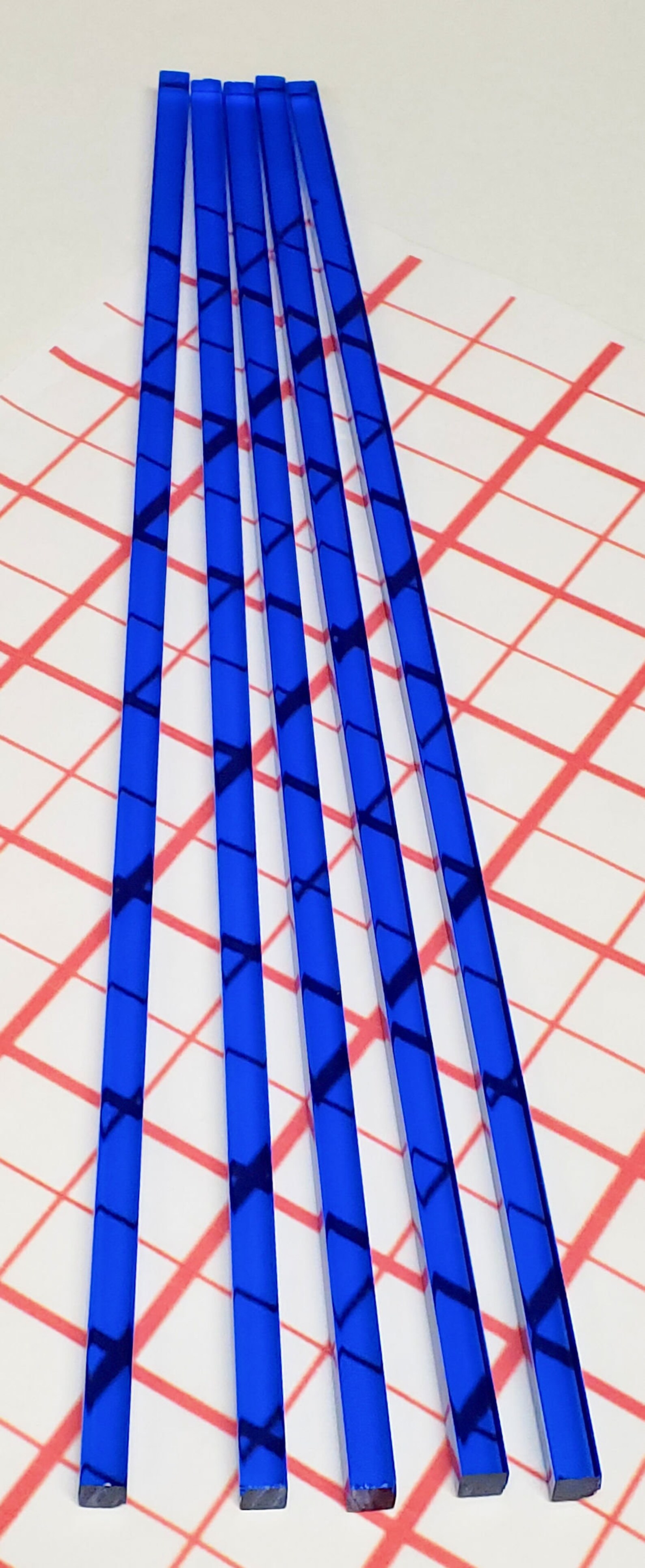 5 Lengths 1/4 X 14 Square Clear BLUE Translucent - Etsy