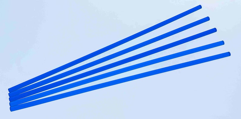 5 Lengths 1/4” Diameter Clear BLUE Translucent Acrylic Plexiglass ...