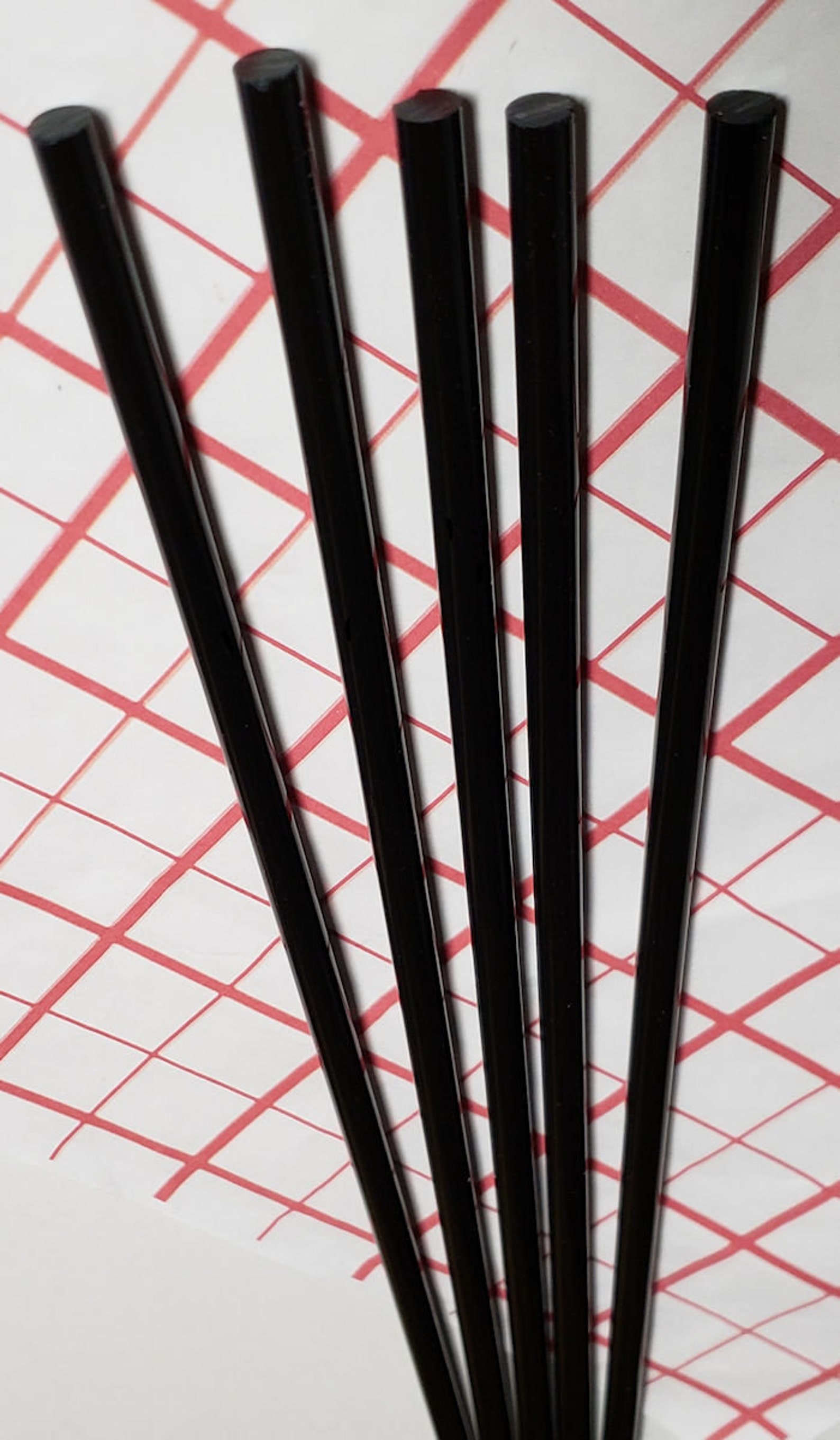 5 Lengths 1/4” Diameter OPAQUE BLACK Acrylic Plexiglass Lucite Rods .25 ...