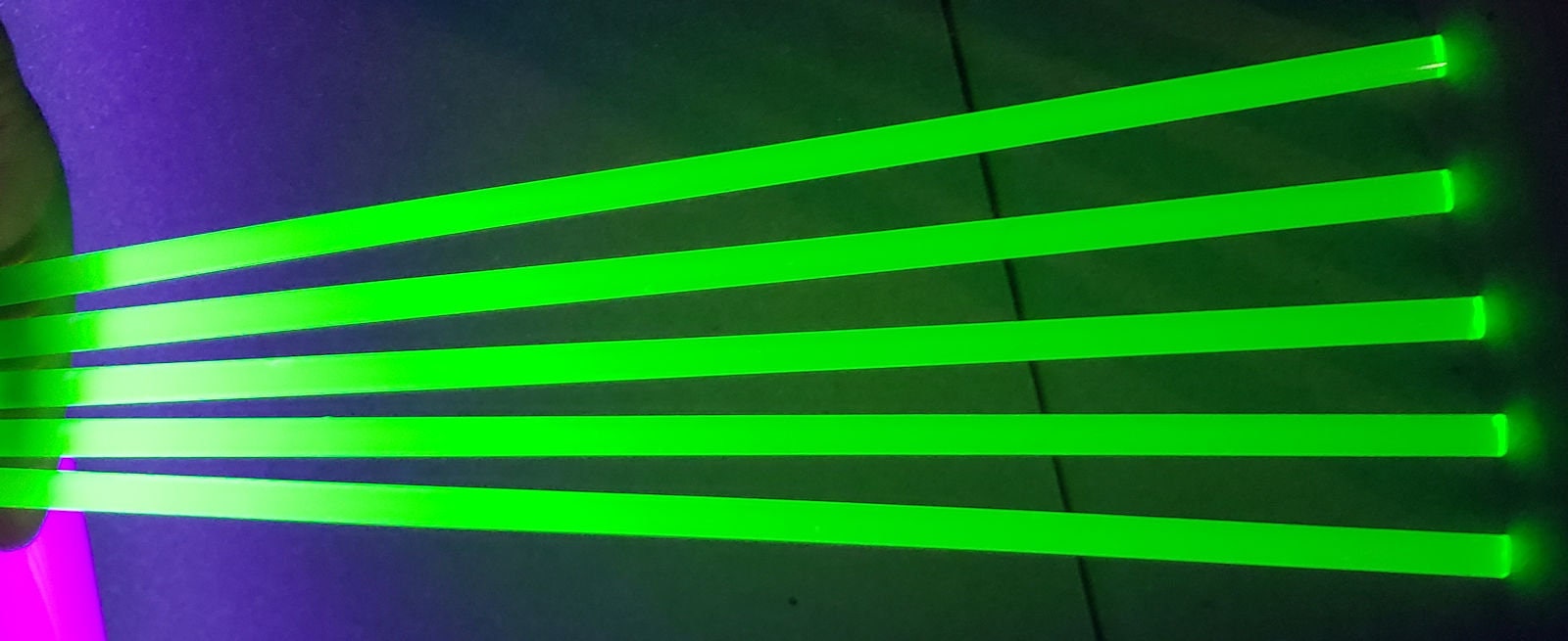 5 Lengths 1/4” Diameter Clear Fluorescent Translucent GREEN Acrylic ...