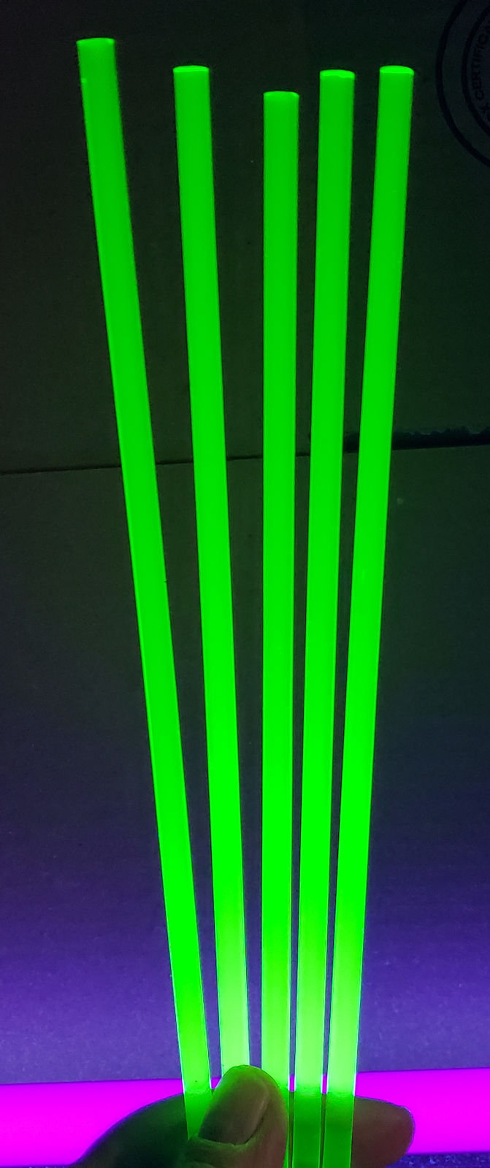 5 Lengths 1/4” Diameter Clear Fluorescent Translucent GREEN Acrylic ...