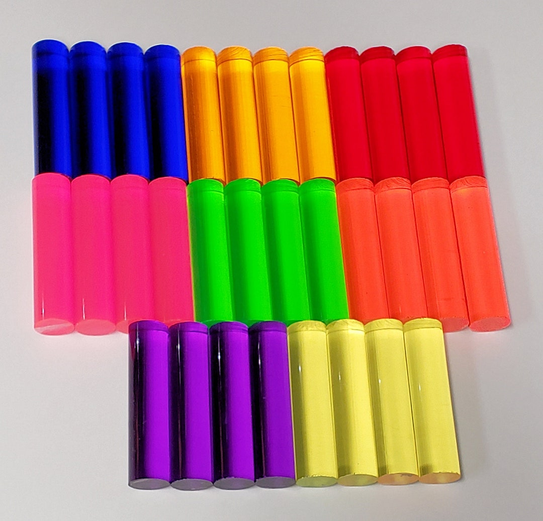 32 Pieces 3/4 Diameter 8 Different Colors Round Clear Acrylic Rods ...