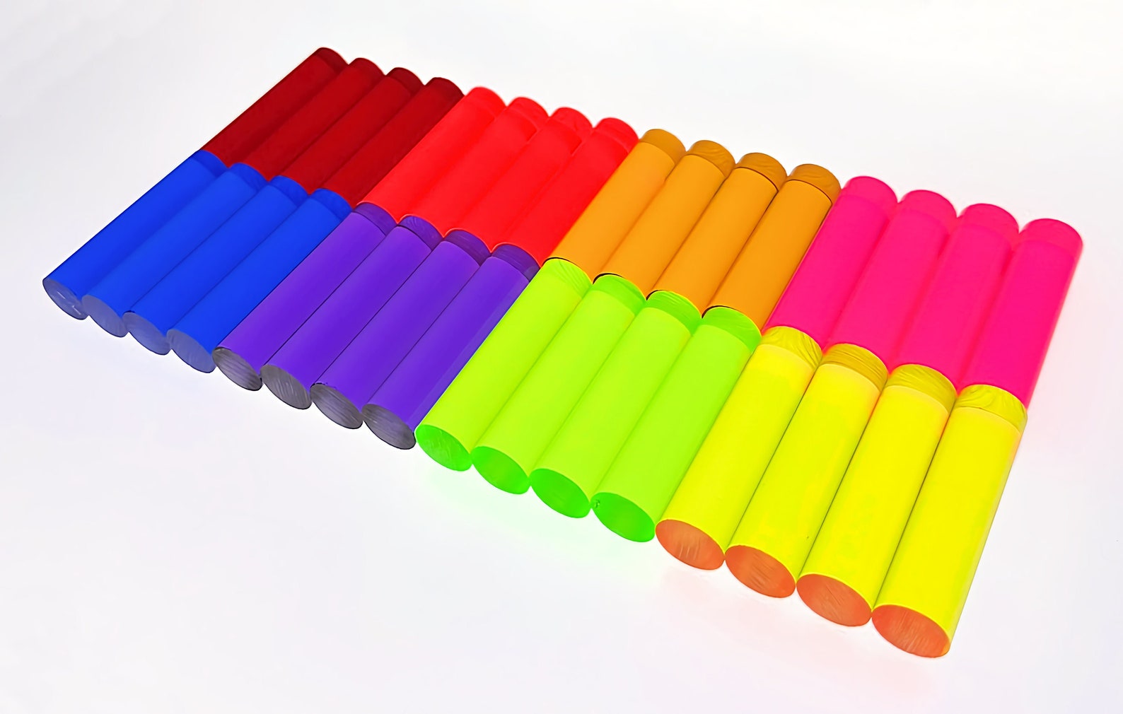 32 Pieces 3/4” Diameter 8 Different Colors Round Clear Acrylic Rods ...