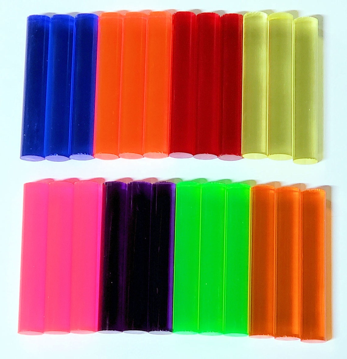 24 Pieces 1” Diameter 8 Different Colors Round Clear Acrylic Rods ...