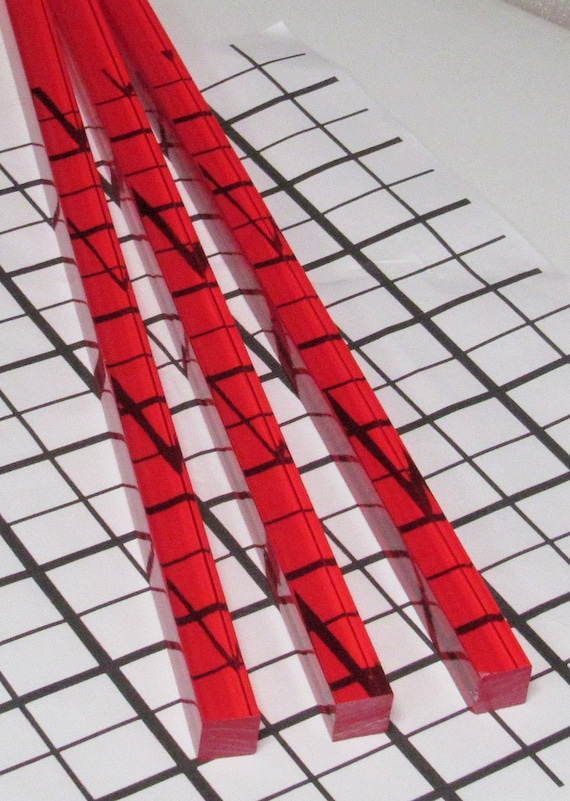 3 Lengths 1/2 X 1/2 Square Clear RED Translucent | Etsy