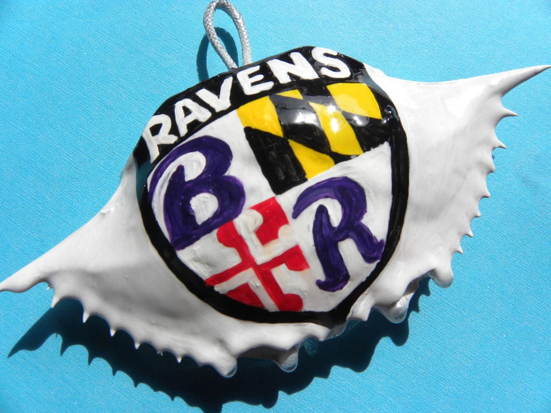Ravens Written Top With B and R Letters on Shield Handpainted Crab ...