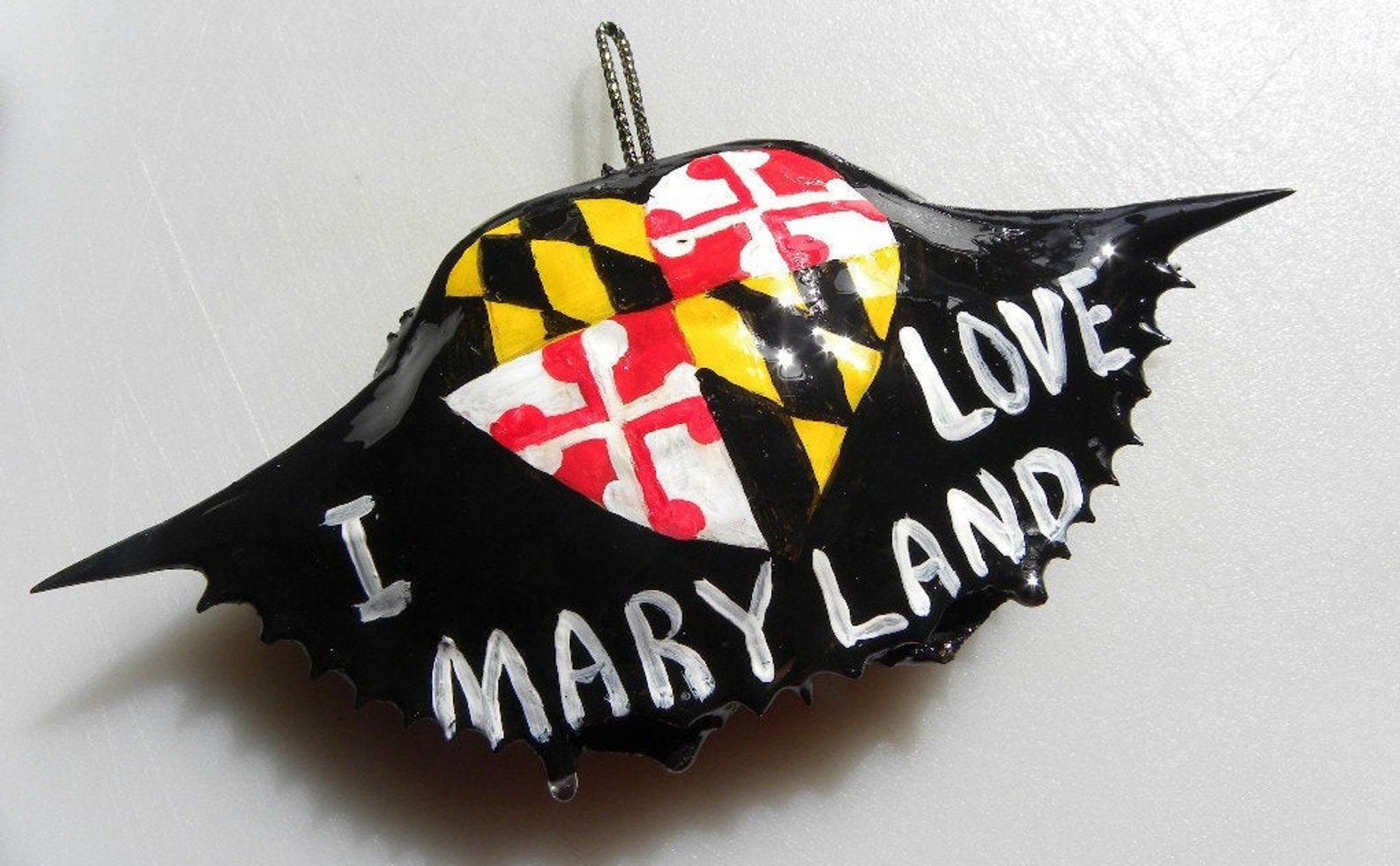 Heart With Maryland Flag and I Love Maryland Painted on a Maryland Crab ...