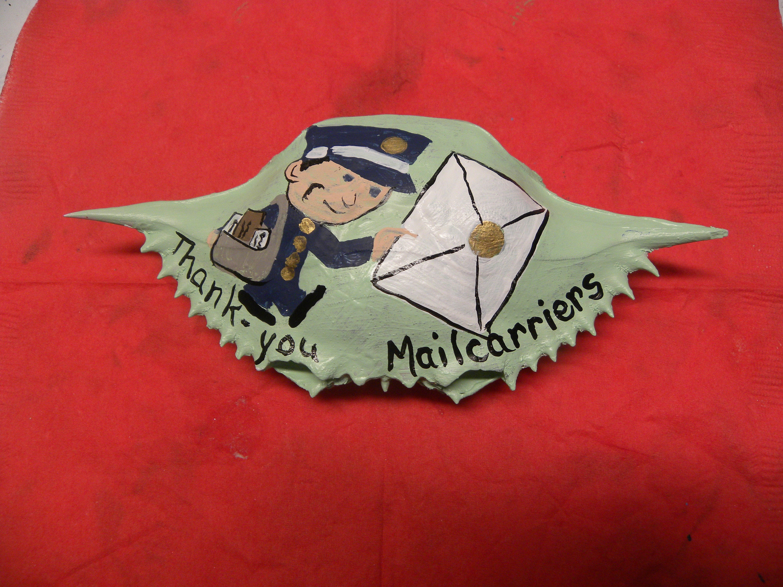 Honoring Mailman Delivering Mail Painted Crab Shell Christmas Ornament ...
