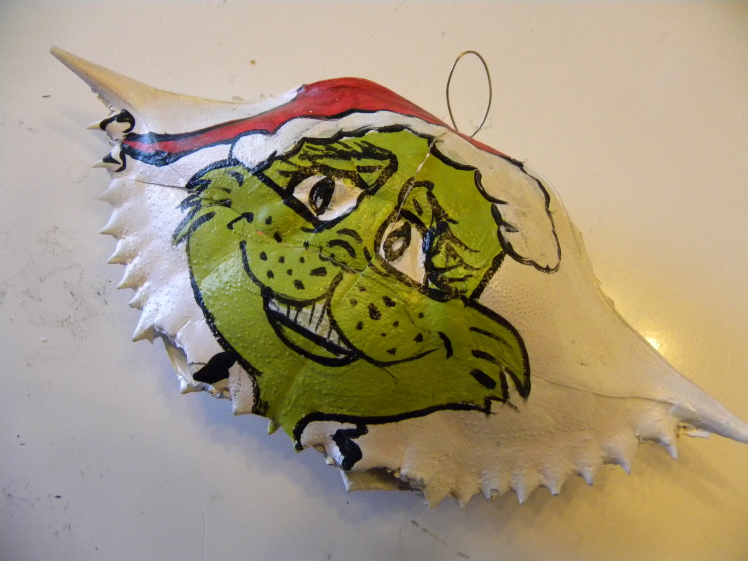 Funny Freckled Face Grinch Painted on Maryland Crab Shell Ornament ...