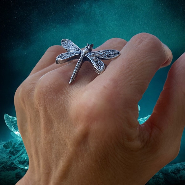 Silver Dragonfly Ring - Etsy